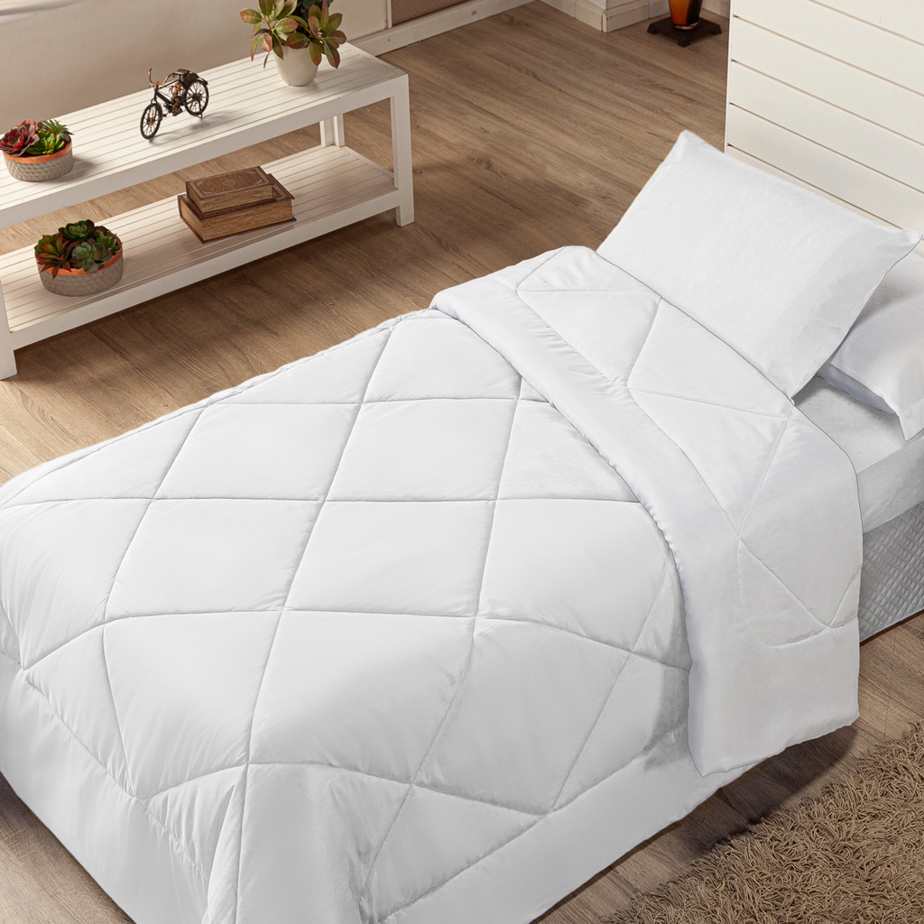 Edredom Margarida Solteiro Promoção Dupla Face 02 Peças Branco | Shopee ...