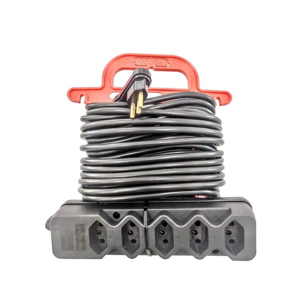 Extensão Elétrica 20, 15 e 10 metros cabo pp 2x1,5 mm tomada Quintupla ...