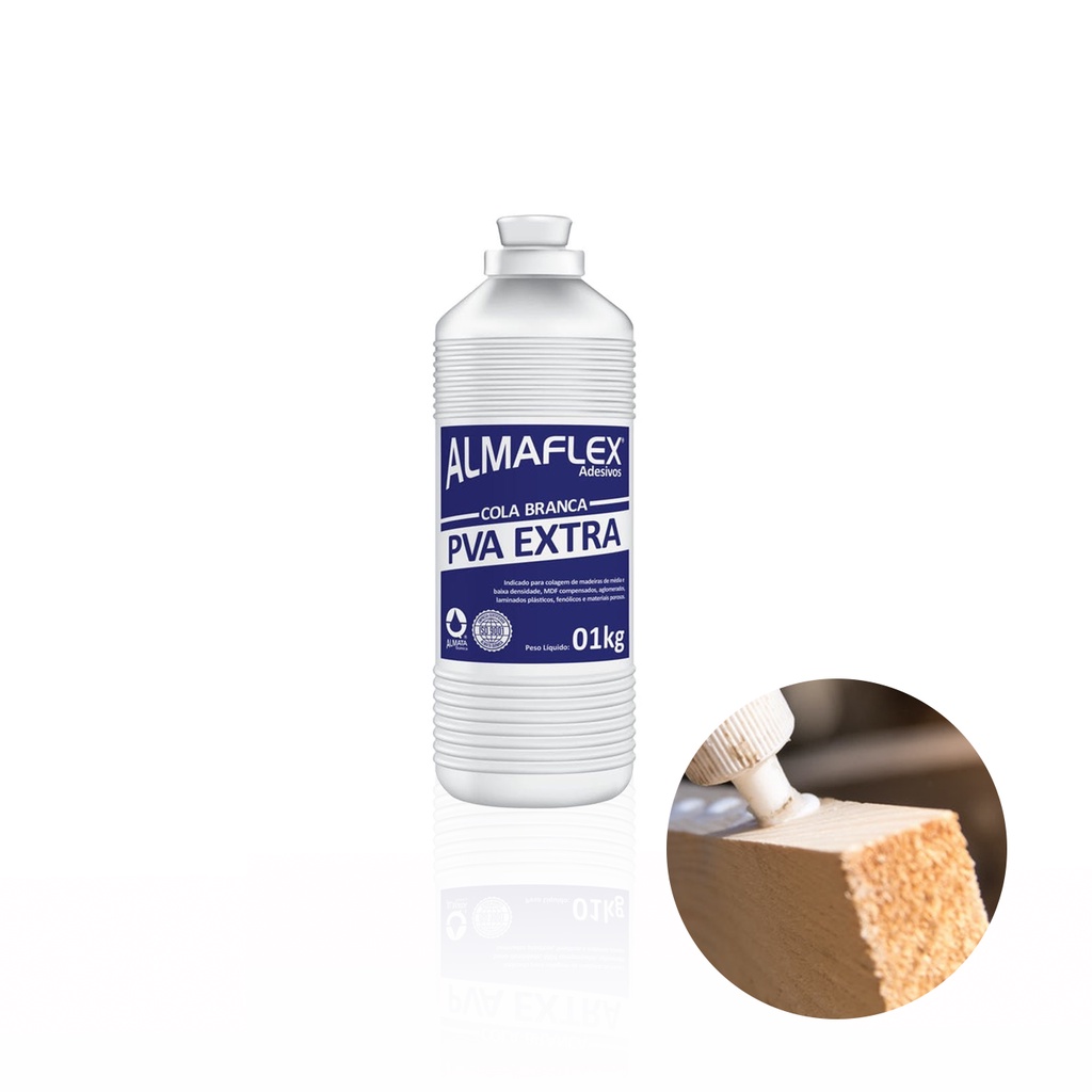 Cola branca PVA extra 1KG Almaflex | Shopee Brasil