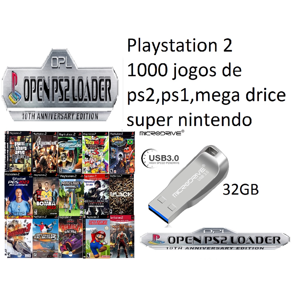Pen Drive 128gb com jogos ps2 playstation 2 OPL a sua escolha ...