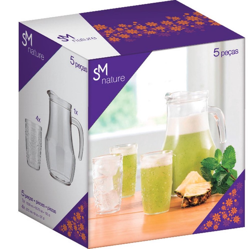 SM NATURE CJ JARRA 1,5L C/ 04 COPOS 270 ML | Shopee Brasil