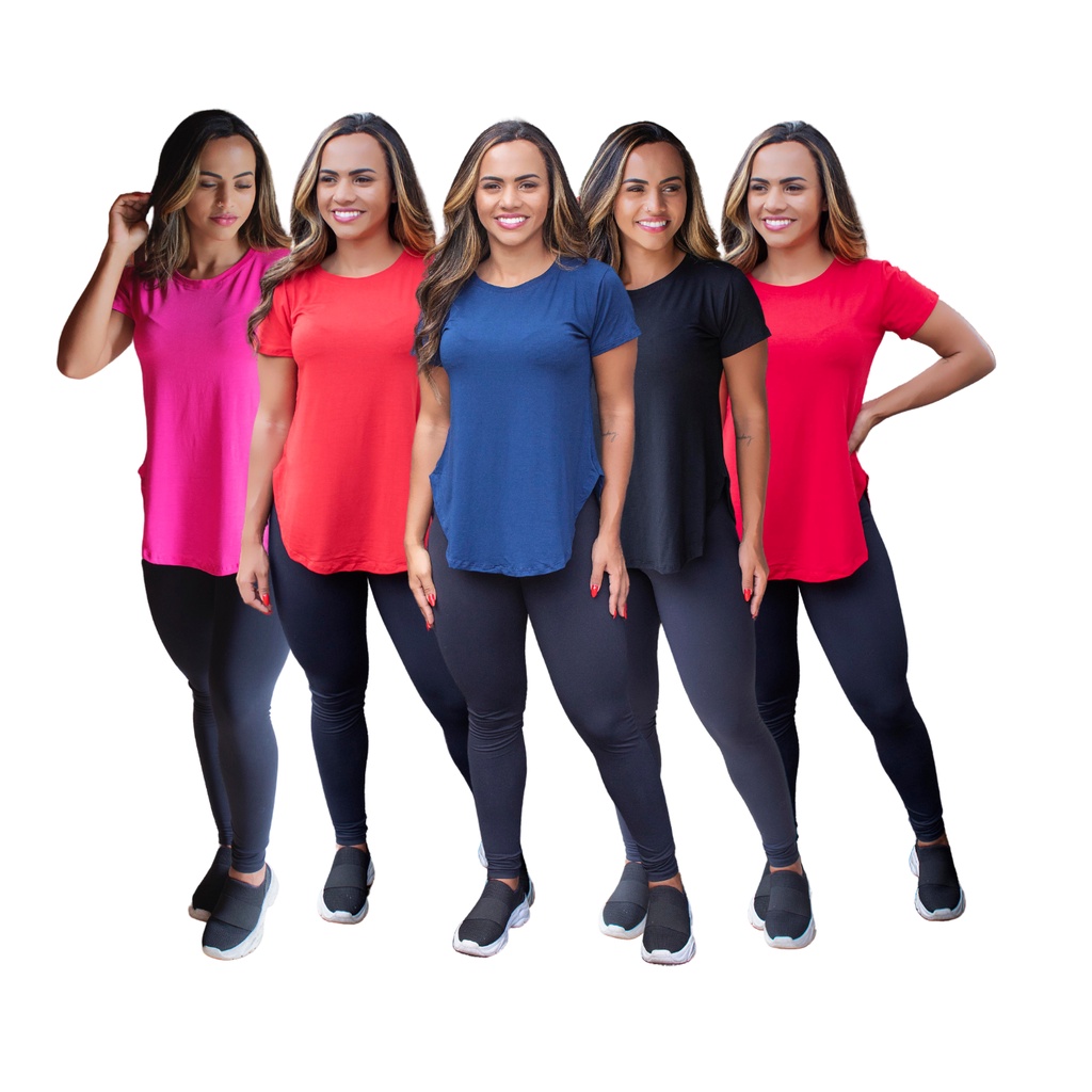 Kit 5 Blusas Mullet Feminina T Shirt Sobre Legging Tapa Bumbum