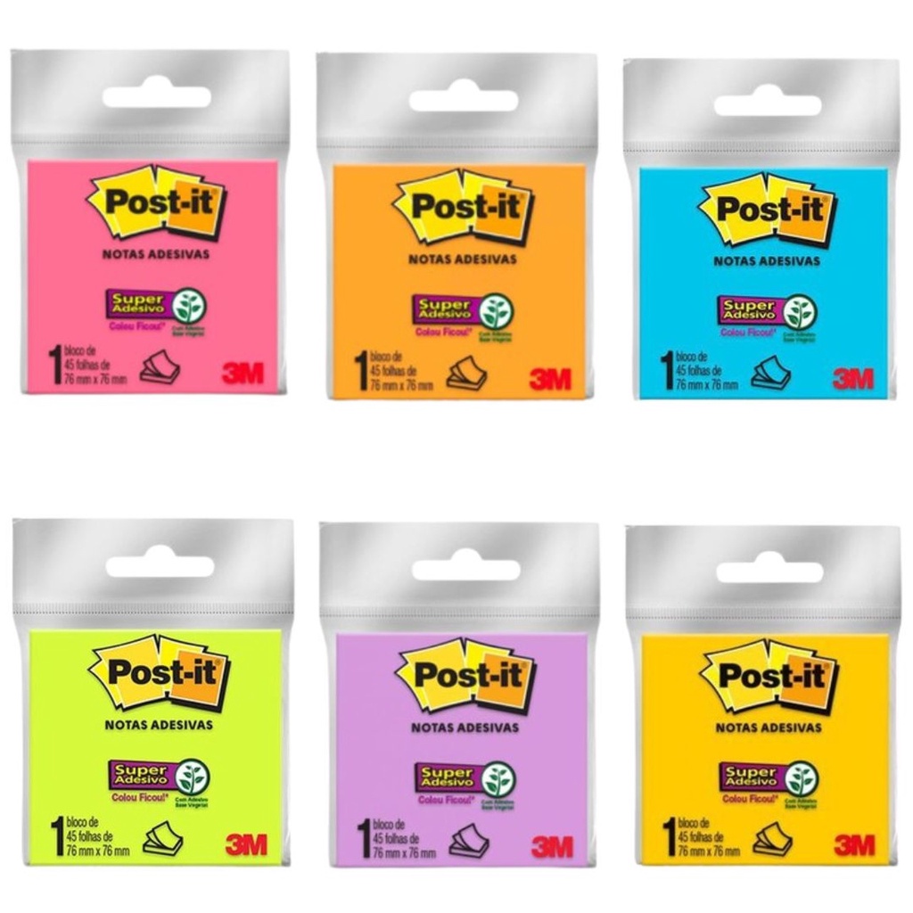 Bloco Adesivo Post-It com 45 Folhas 76 x 76 mm (Post-it) – 3M | Bloco ...