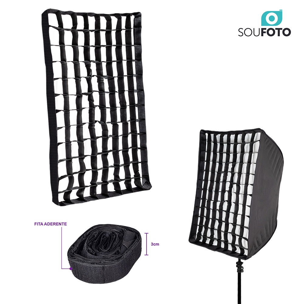 Tela Grid 50x70cm Colmeia GCS-001 Sou Foto para Softbox com Recuo para Fita Aderente - Escorrega ...