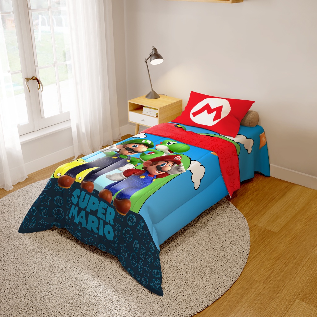 Jogo de Edredom Infantil Dupla Face Super Mario | Shopee Brasil