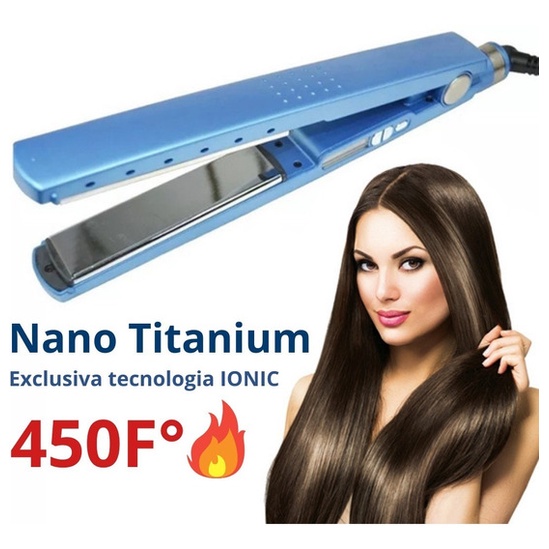 prancha de cabelo nano titanium 450f azul bivolt 110/220V | Shopee Brasil