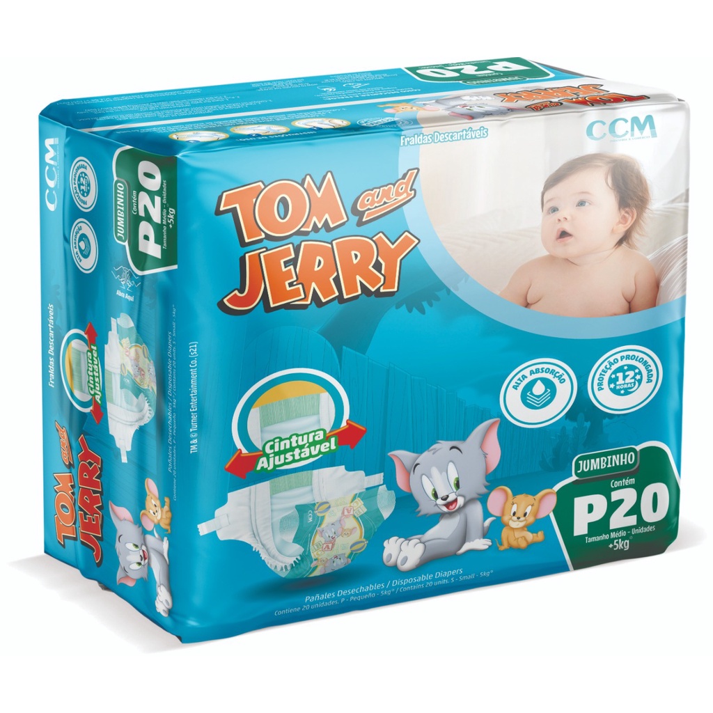 Fralda Infantil Tom & Jerry P c/20 | Shopee Brasil
