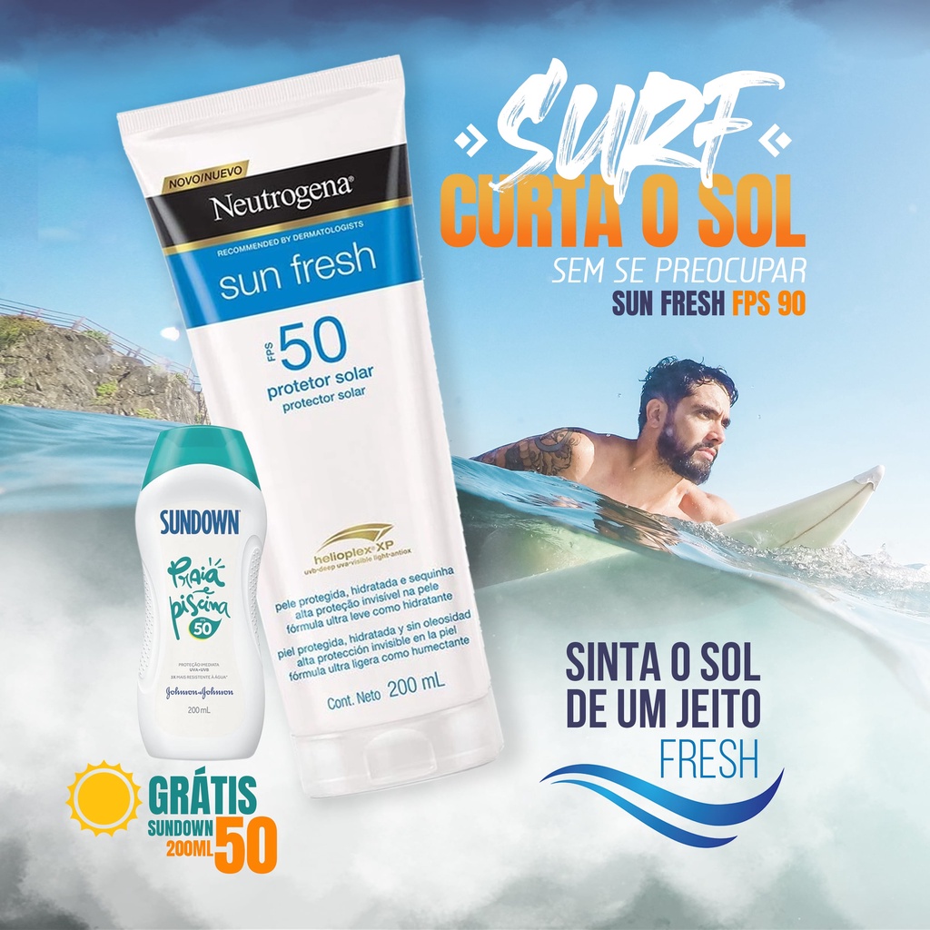 Protetor Solar Sun Fresh FPS 50 - 200ml +Sundown 50 200ml | Shopee Brasil