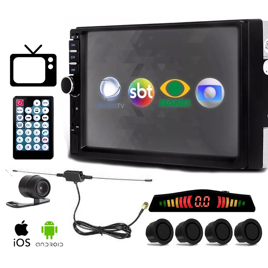 Central Multimídia Universal Mp5 7810HV Espelhamento com TV Android Ios Radio Bluetooth com ...