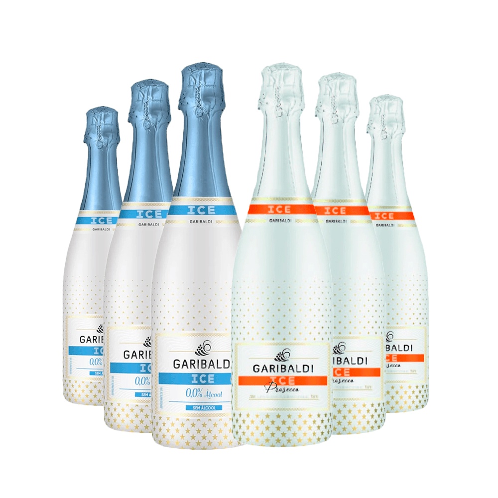 Kit 6 Garrafas ICE Garibaldi Branco Prosecco e Sem Álcool 750 ml ...