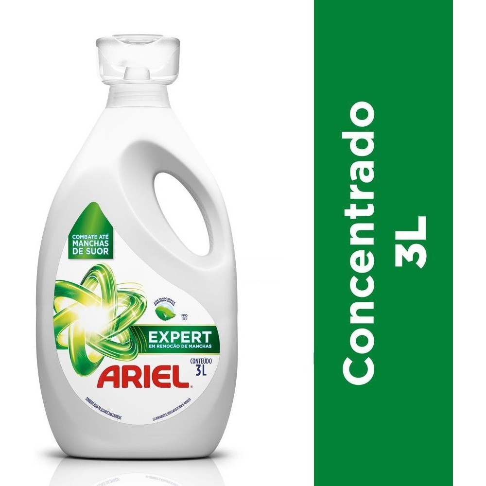 Ariel Líquido 3 LITROS Concentrado Expert Rende Até 7,5 Litros | Shopee ...
