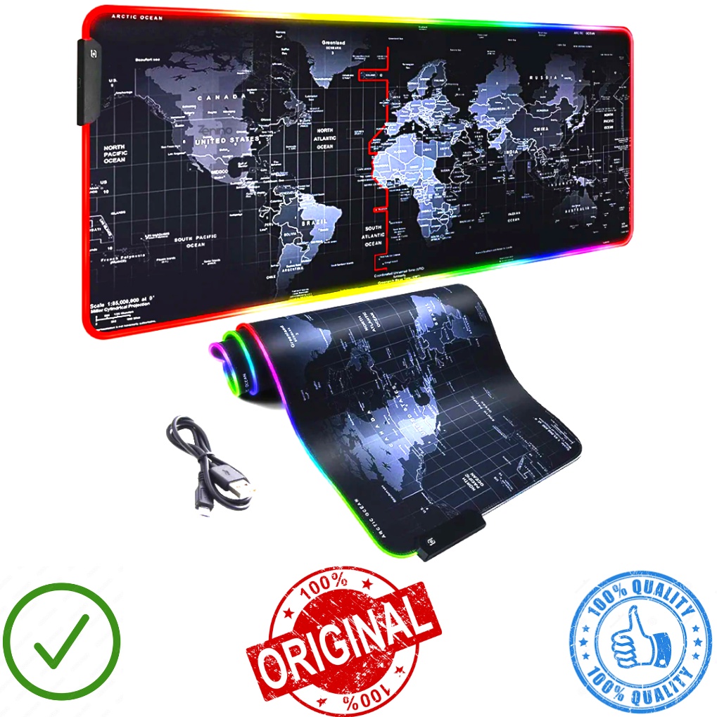 Mouse Pad Mapa Mundi Led RGB Gamer Escritório Casa | Shopee Brasil