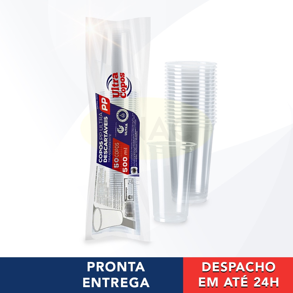 Copo De Plástico Descartável 500ml Liso Resistente Grande PP Transparente Para Chopp Drinks ...