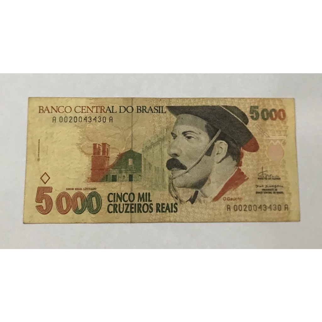 Cédula de 5000 Mil Cruzeiros Reais MBC 1993 (O Famoso Gaúcho) - Nota Colecionável e Escassa ...