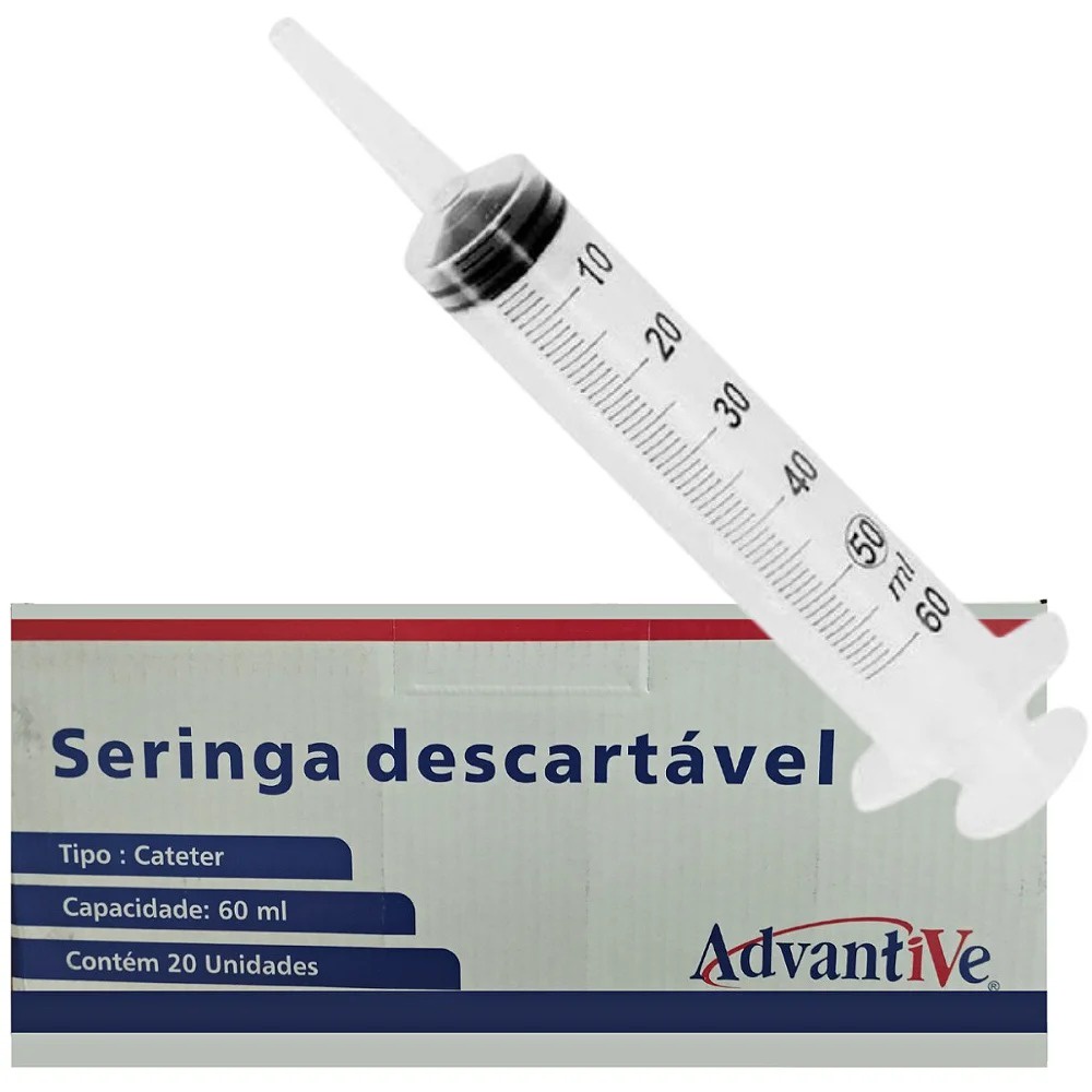 Seringas Bico Cateter 60ml Estéril Descartável | Shopee Brasil