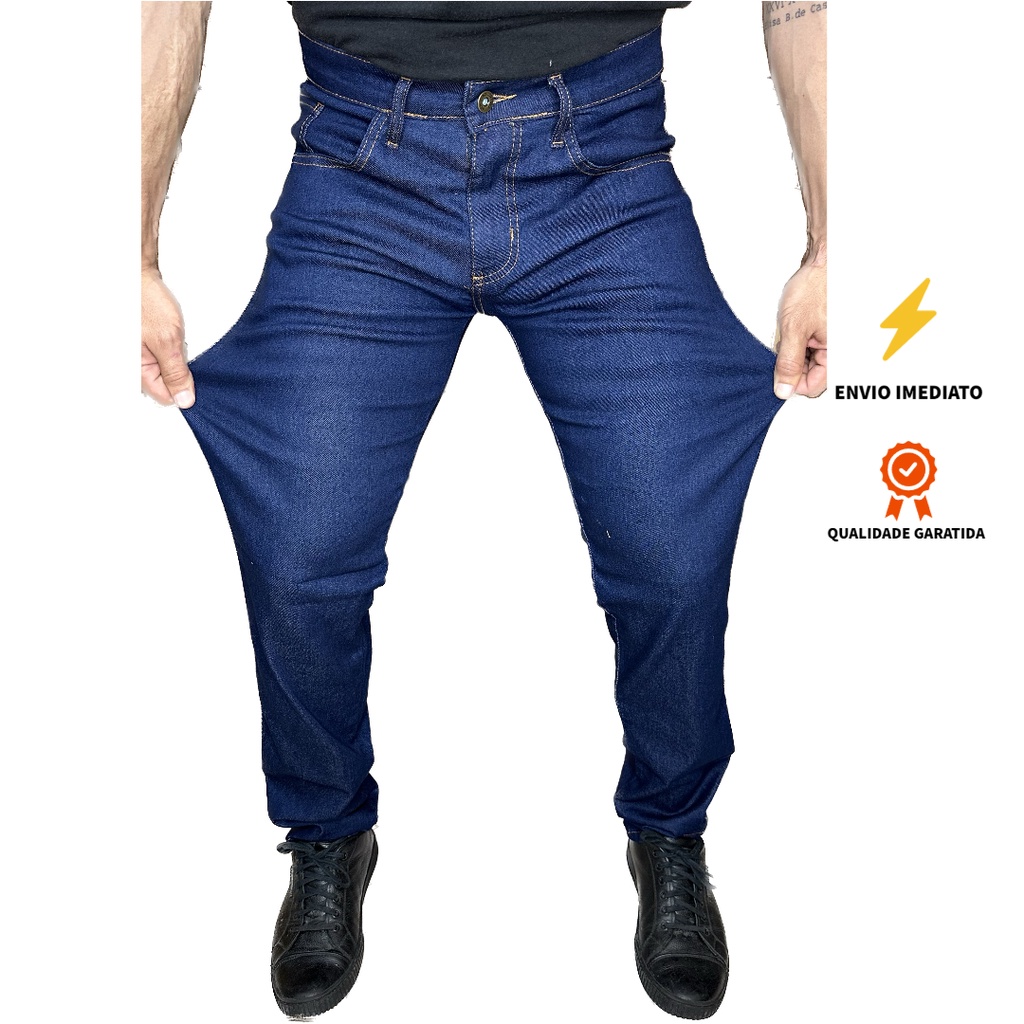Kit 2 Calça Jeans Masculina Tradicional Básica Com Elastano Reforçada