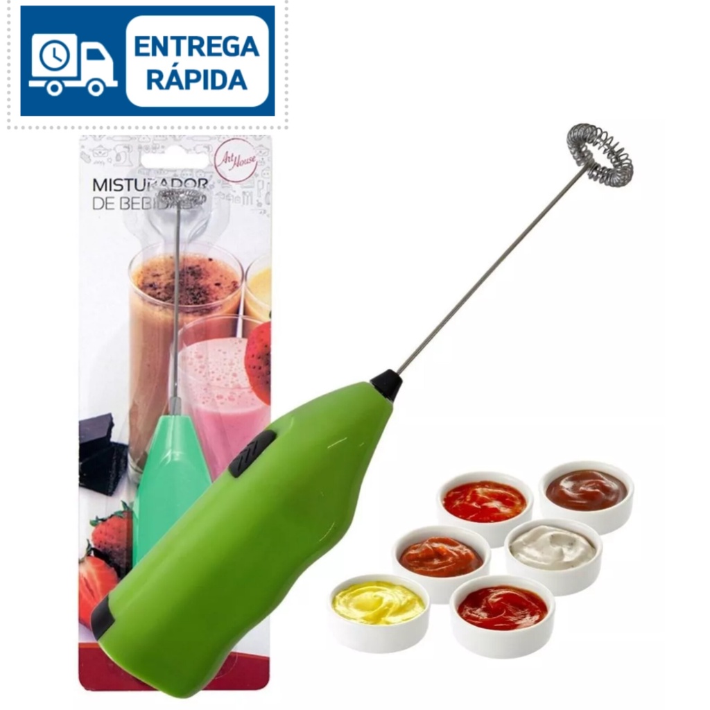 Mini Mixér Misturador De Bebidas Portátil Elétrico A Pilha | Shopee Brasil