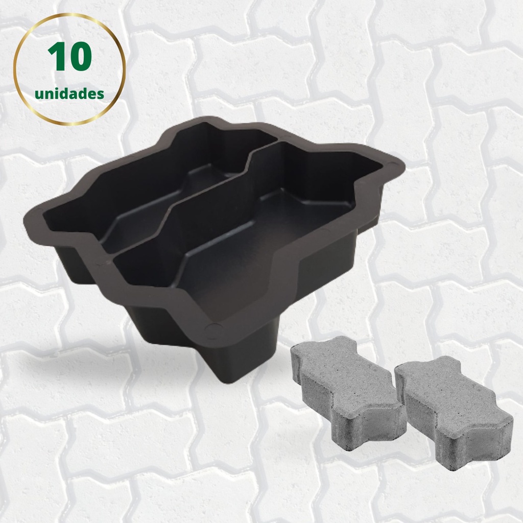 Forma Plástica Bloquete Concreto Intertravado Piso Kit Com 10 Formas ...