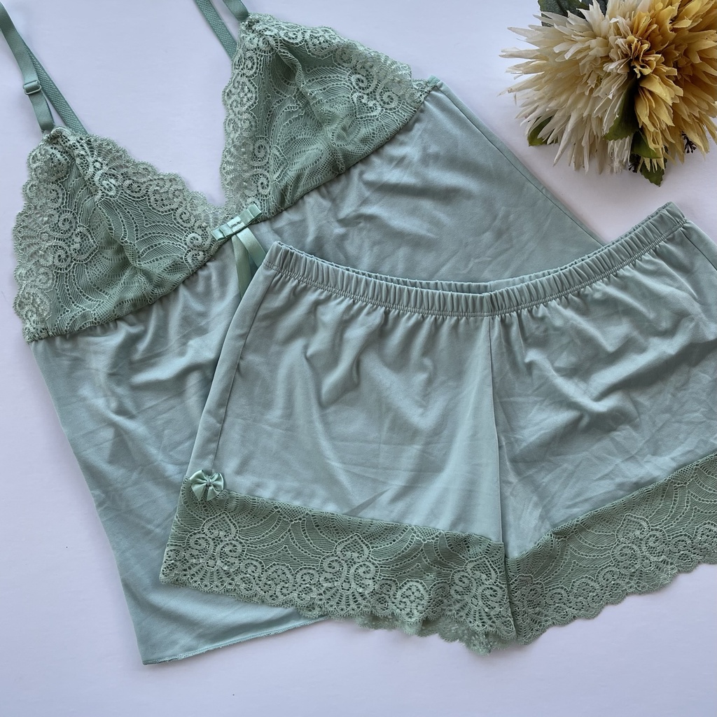 Baby Doll com Renda Short Doll Sensual Pijama Lingerie | Shopee Brasil