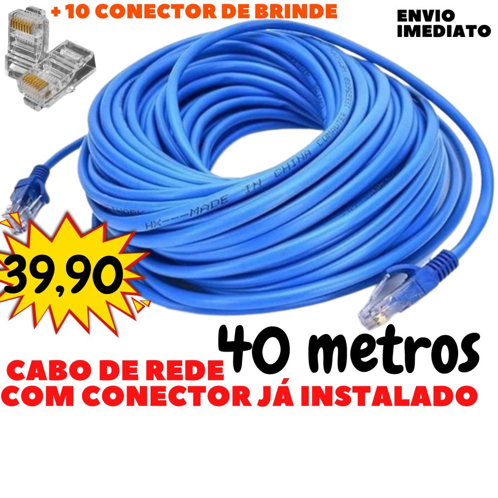 Cabo de rede de internet ja vem com conector 3m 5m 7m 10m 12m 15m 20m ...