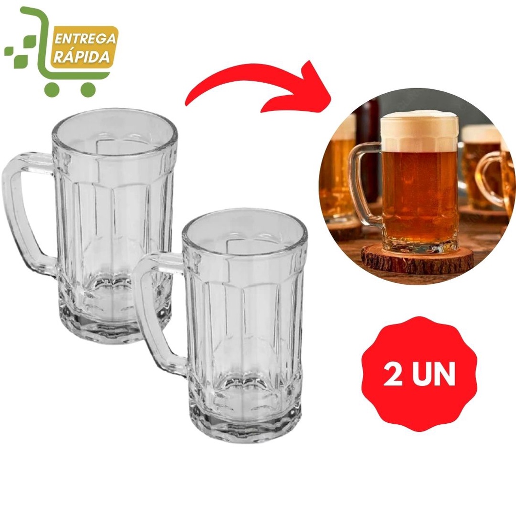 Kit 2 Canecas de Chopp Cerveja 400ml Vidro | Shopee Brasil
