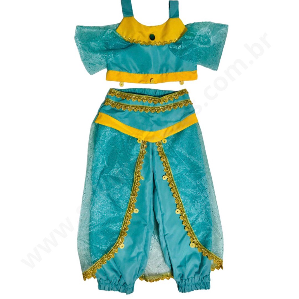 Fantasia Jasmine menina Princesa Odalisca Luxo carnaval festa ...