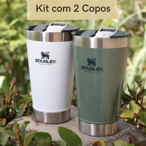 Kit com 2 Copos Stanley Copo Térmico Inox 473 Ml Com Tampa e Abridor ...