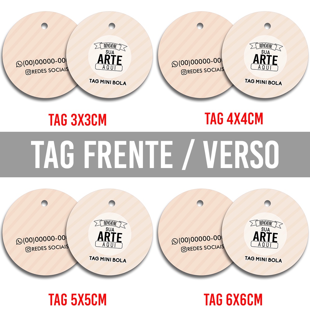TAG REDONDO PERSONALIZADO FRENTE/VERSO - Escorrega o Preço