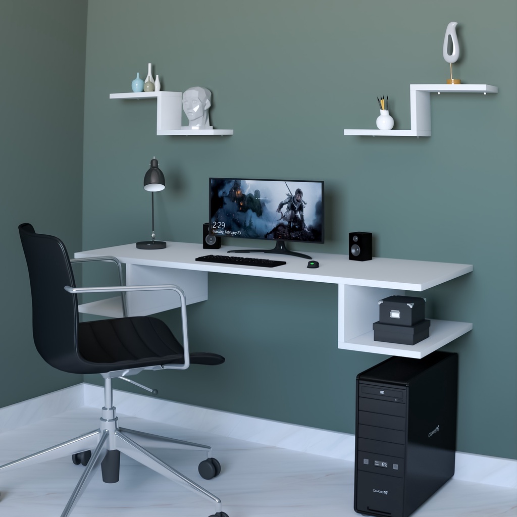 Mesa Suspensa Prateleira Trabalho Home Office Computador Pc,Monitores e ...