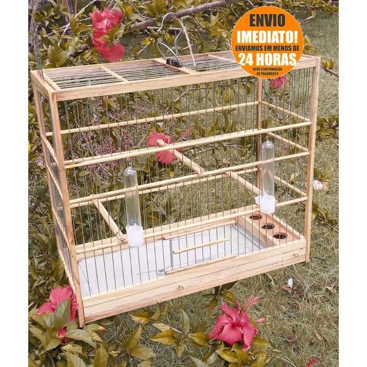 Gaiola Quadrada N3 de Madeira Para Canario Belga Terra Tarin Coleiro ...