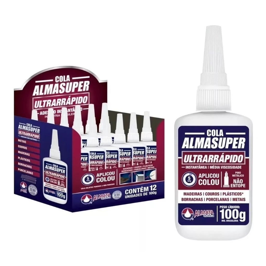 12 Super Cola Almasuper Instantânea 100g Ultrarrápido Ciano | Shopee Brasil