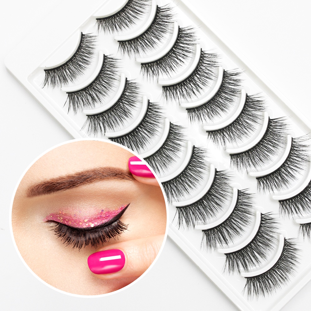 Cartela de Cílios com 10 Pares/Cílios Naturais Curvados e volumosos ...