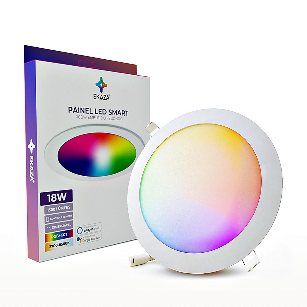 Plafon Inteligente Wi-fi Led 18w Rgb Redondo Embutir Alexa | Google ...