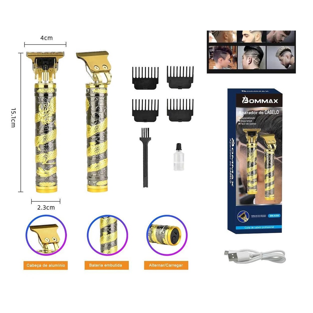 Maquina de Acabamento recarrgável BOMMAX BM-A098 | Shopee Brasil