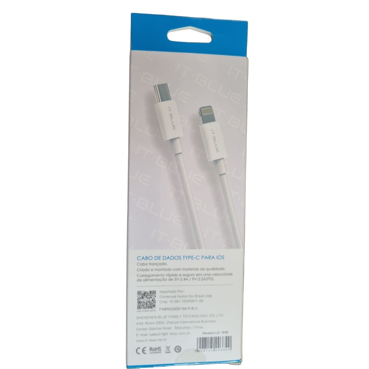 Cabo Carregador e Dados 1 metro IT-Blue Tipo-c Macho Para Iphone Macho ( Lightning ) LE - 848 ...