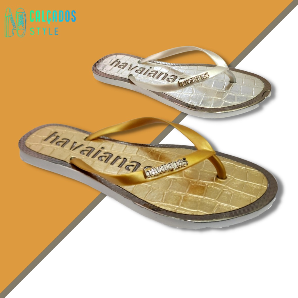 Chinelo Feminino avaiana Adulto Detalhe Plaquinha Metal | Shopee Brasil