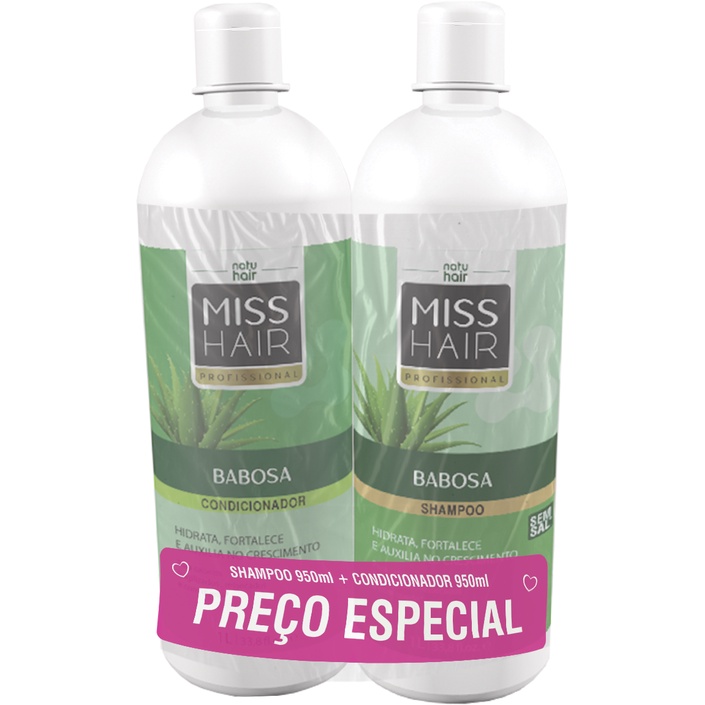 Kit Miss Hair Shampoo Babosa 950ml + Condicionador Babosa 950ml ...