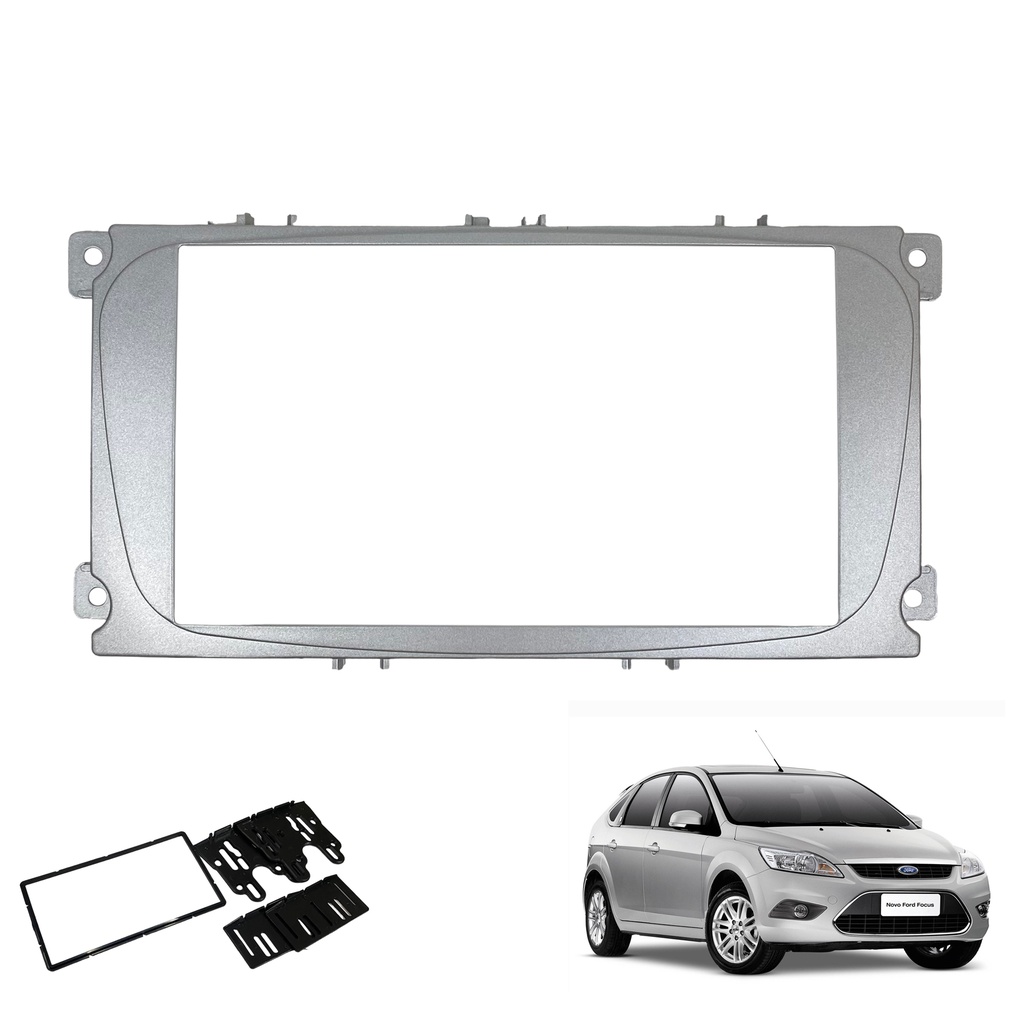 Moldura Painel DVD 2 Din MP5 Central Multimidia Ford Focus Prata | Shopee Brasil