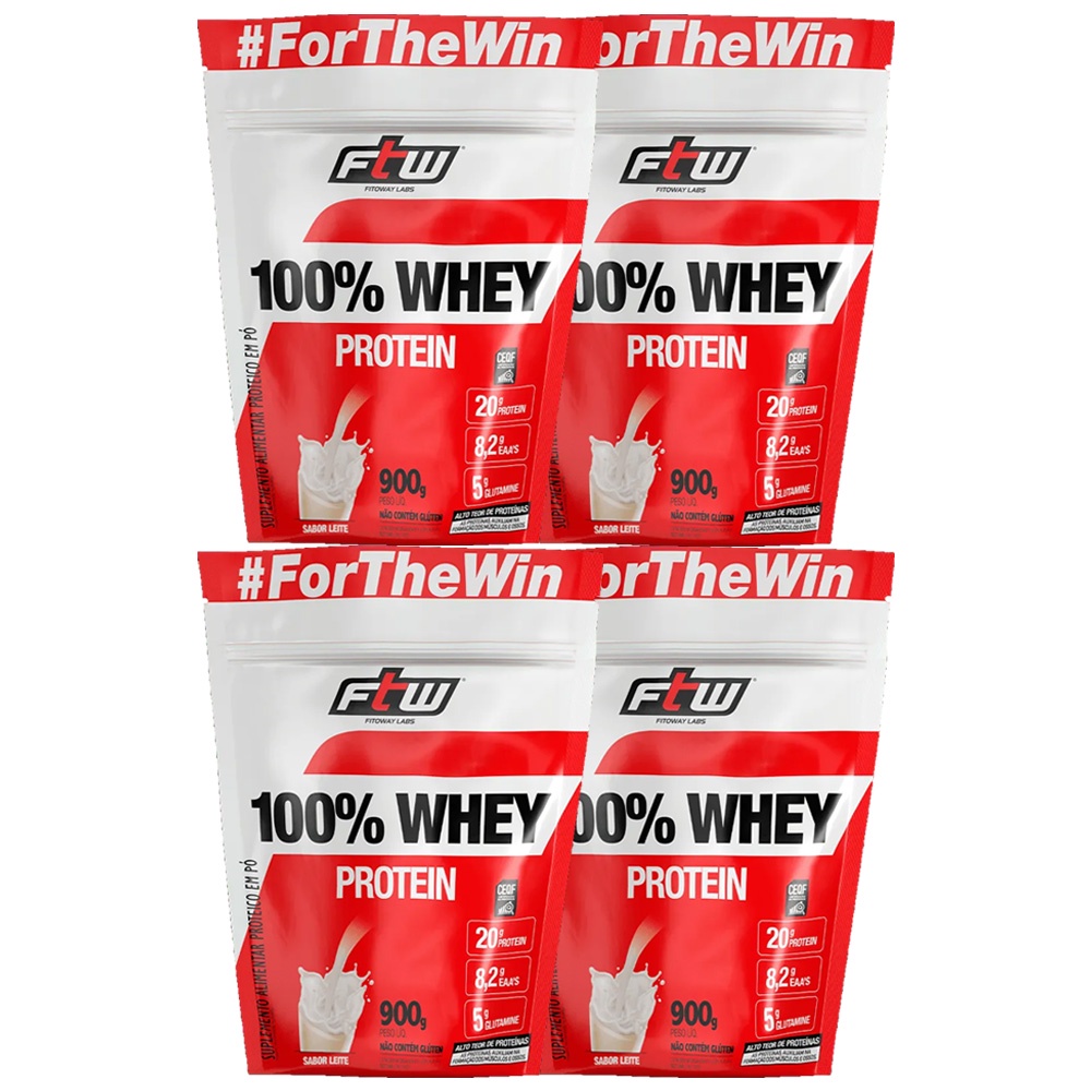 Kit 4 100% Whey Protein 900g Refil - Ftw - Whey Concentrado | Shopee Brasil