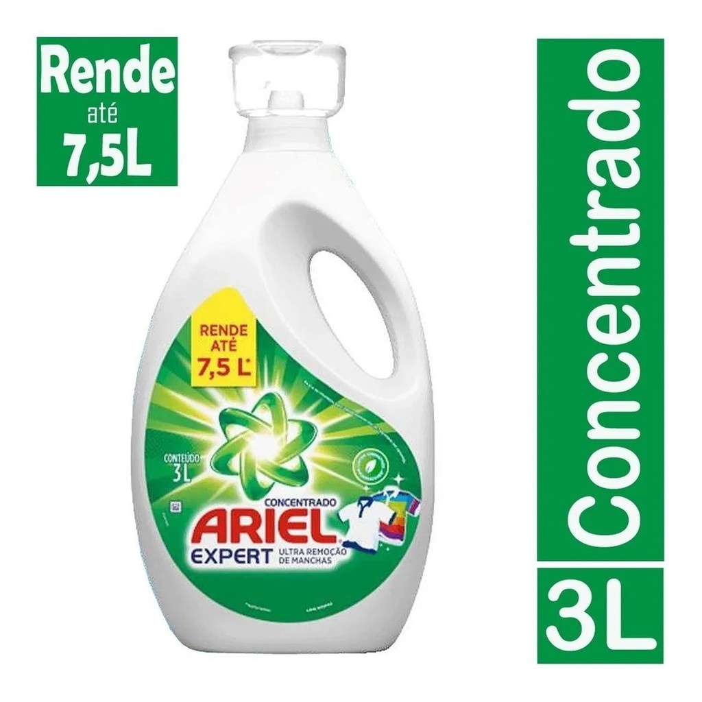 Ariel Líquido 3 LITROS Expert 75 Lavagens | Shopee Brasil