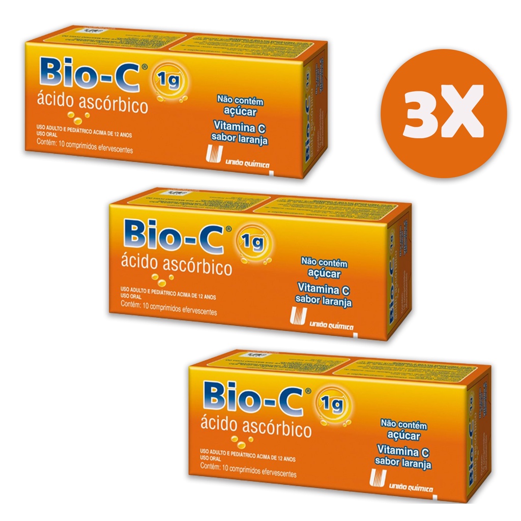 Kit C/3 Bio C 1g C/30 Cpr Efervescentes - Vitamina C Laranja | Shopee ...