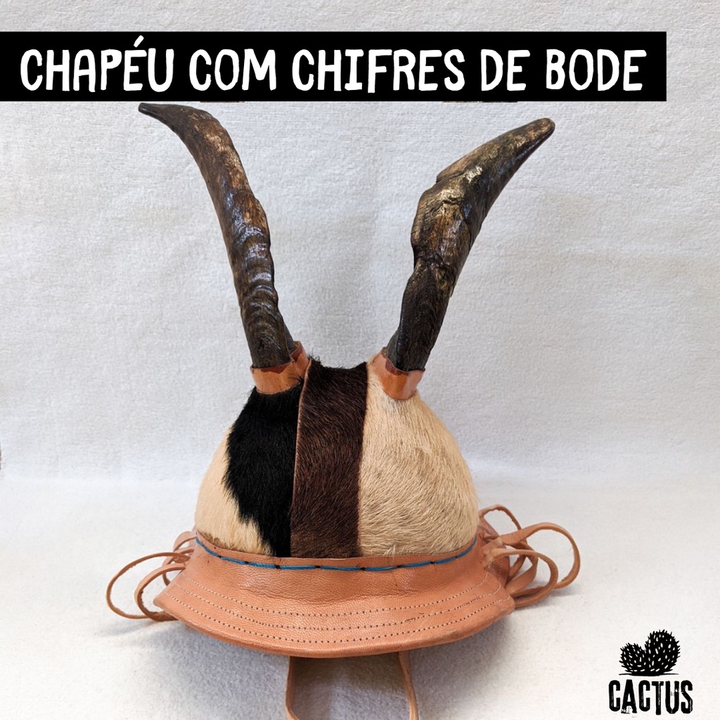Chapéu Nordestino Chifrudo com Pelo de Bode e Chifres maçom Chapéu de ...