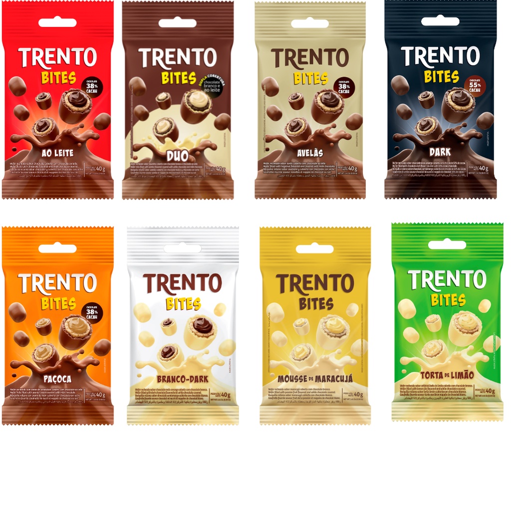 Chocolate Trento Bites 40g Wafer Recheado Peccin Diversos Sabores ...