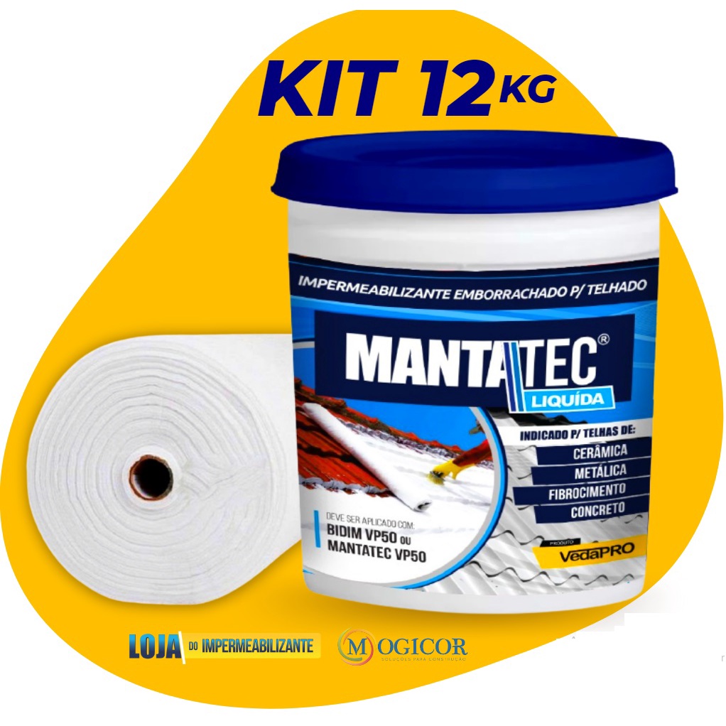 KIT Manta Liquida Emborrachada 12 Kg + 10 M2 Manta Bidim / Mantatec ...