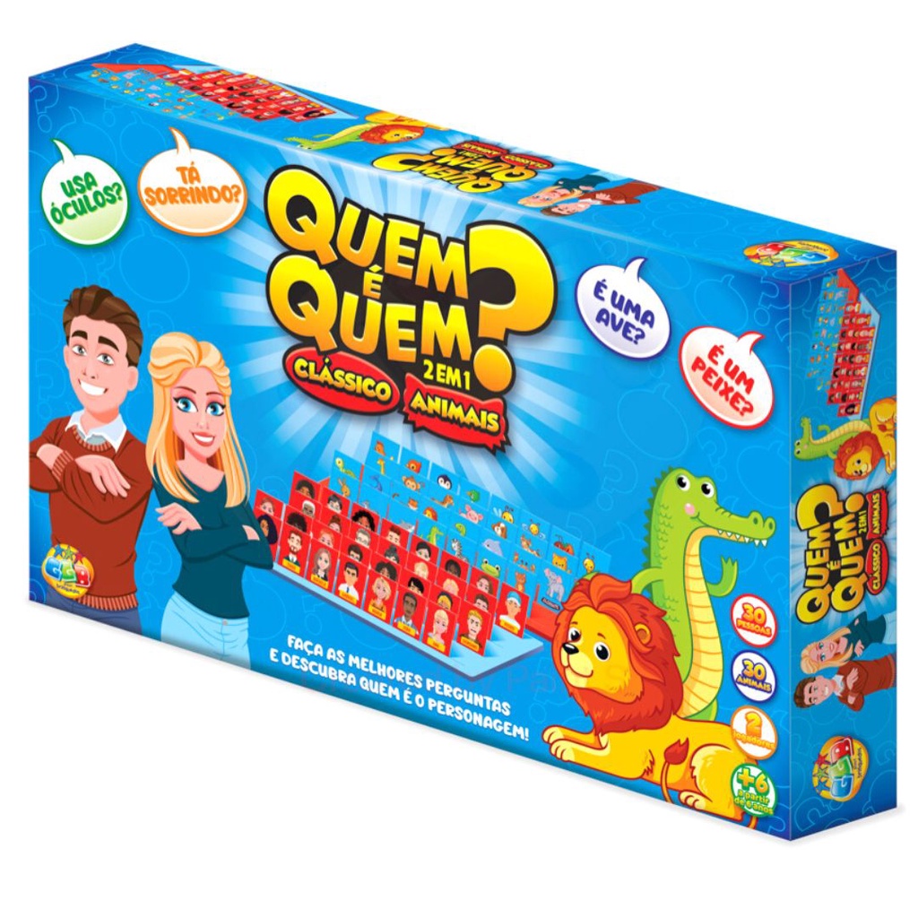 Jogo de Tabuleiro Quem é Quem? Com Personagens e Animais Jogo 2 Em 1 ... Jogo de Tabuleiro Quem é Quem? Com Personagens e Animais Jogo 2 Em 1 ...