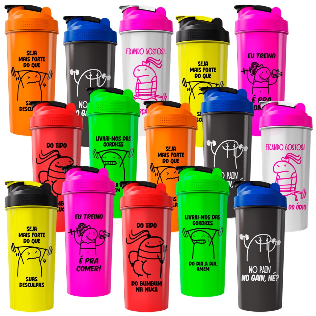 Kit 15 Coqueteleiras Memes Divertidos - Garrafa Shaker 600ml Academia ...