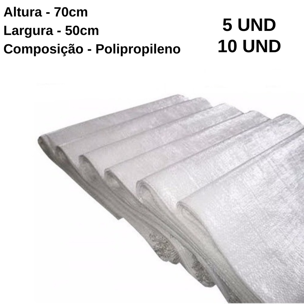 Saco de Ráfia Novo Liso Para Entulho Reforçado 70x50cm Pacote com 5 e ...