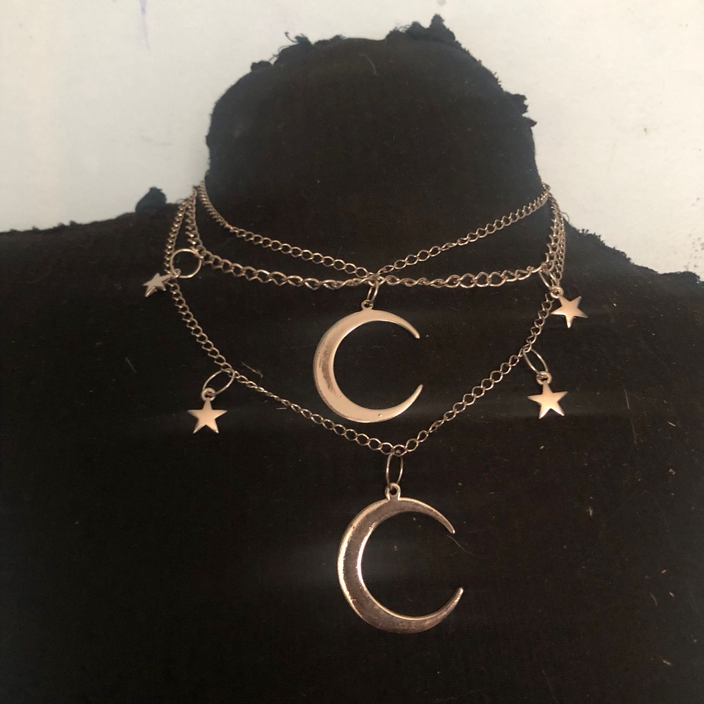 Colar Choker Lunar - emo, punk, gotico, kawaii, egirl - colar estrelas e meia lua | Shopee Brasil