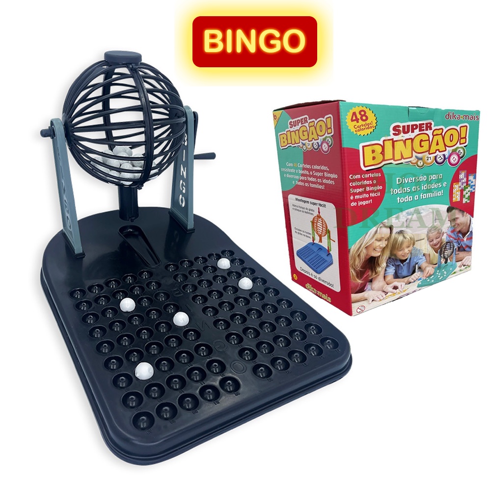 Jogo De Bingo 48 Cartelas com 90 Bolinhas Numeradas em Alto Relevo ...