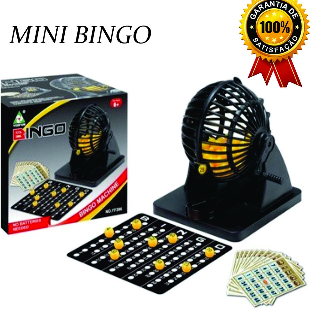 Jogo Mini Bingo Completo Globo giratório Bolinhas Cartelas tamanho ...
